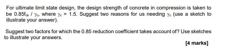 Solved For ultimate limit state design, the design strength | Chegg.com