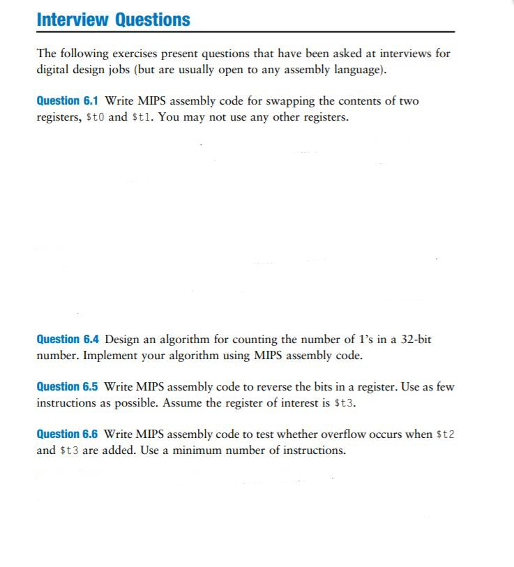 Solved Interview Questions The following exercises present | Chegg.com