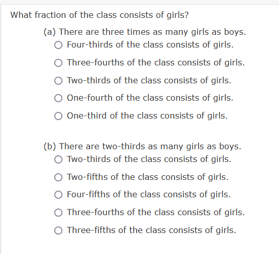 Solved What fraction of the class consists of girls? (a) | Chegg.com