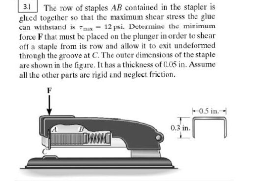 Solved 3)The row of staples AB contained in the stapler is | Chegg.com