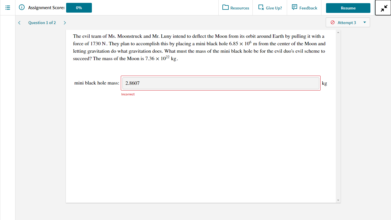 Solved iii 0 Assignment Score: 0% Resources LX Give Up? 5 | Chegg.com