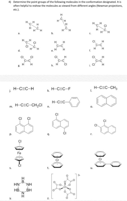Solved 4) Determine the point groups of the following | Chegg.com