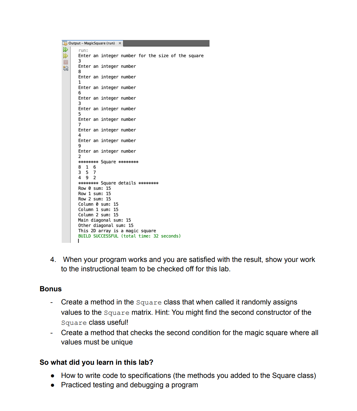 Solved ITSC 1213 - Magic Square >> PLEASE ANSWER ALL PARTS | Chegg.com