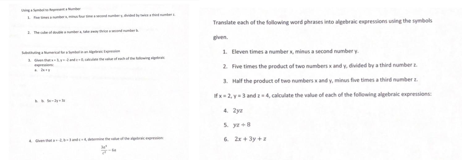 Solved Using a Symbol to Represent a Number 1. Five times a | Chegg.com