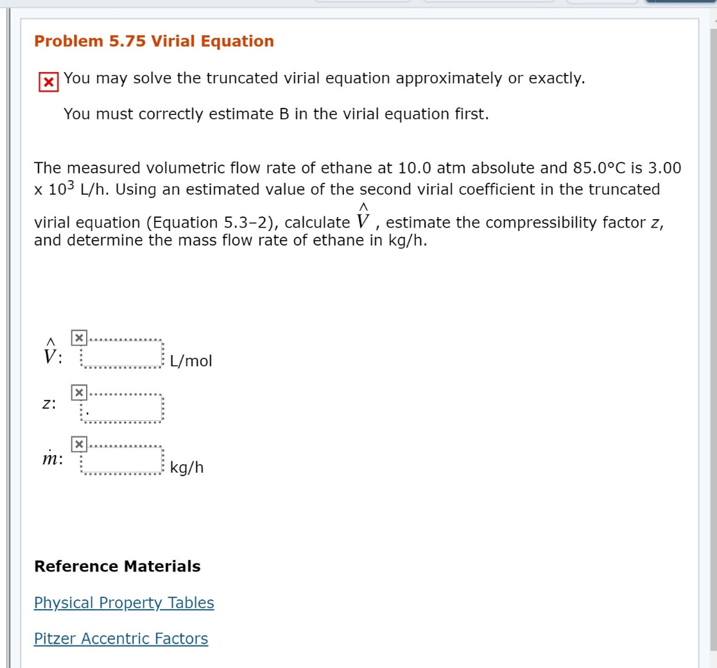 Solved Problem 5 75 Virial Equation X] You May Solve The