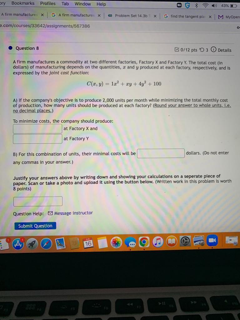 Solved ory Bookmarks Profiles Tab Window Help A firm | Chegg.com