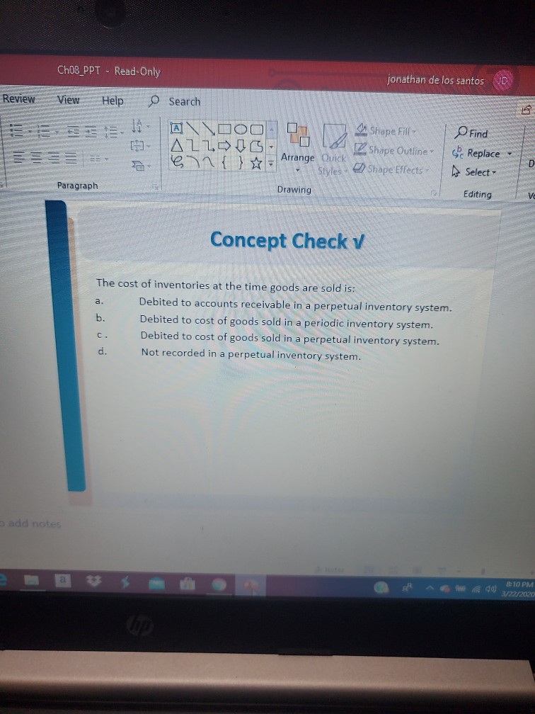 Solved Ch09_PPT - Read-Only jonathan de los santos D Review | Chegg.com