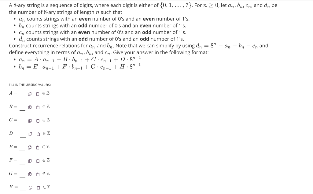 Solved A 8-ary string is a sequence of digits, where each | Chegg.com