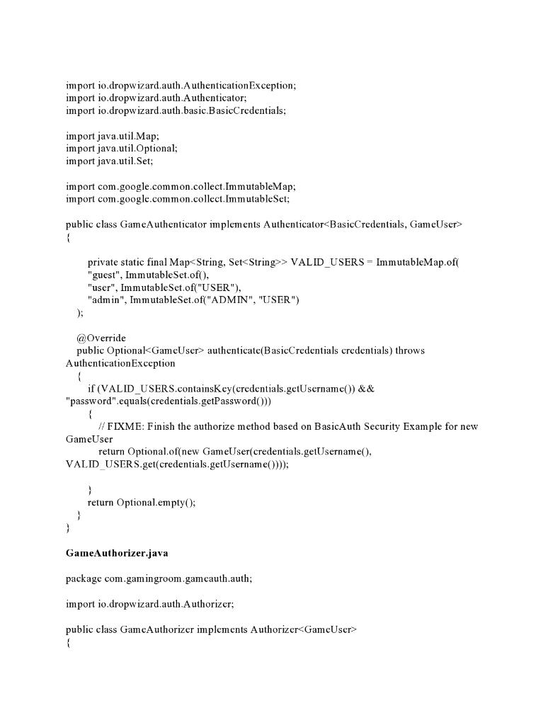Solved Here is the code: GameAuthApplication.java package | Chegg.com