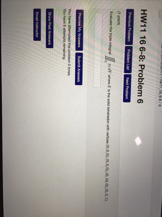 Solved Hw11 16 6 86 Hw11 16 6 8 Problem 6 Previous 