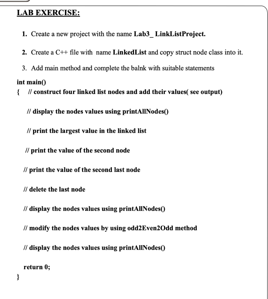 Solved Lab Exercise 1 Create A New Project With The Name