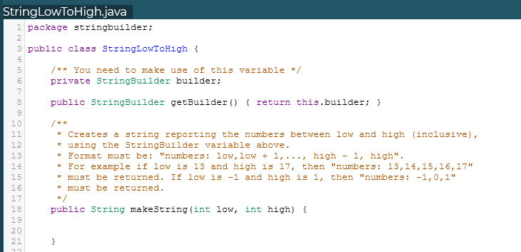 Solved 2 StringLowToHigh.java 1 package stringbuilder; 3 | Chegg.com