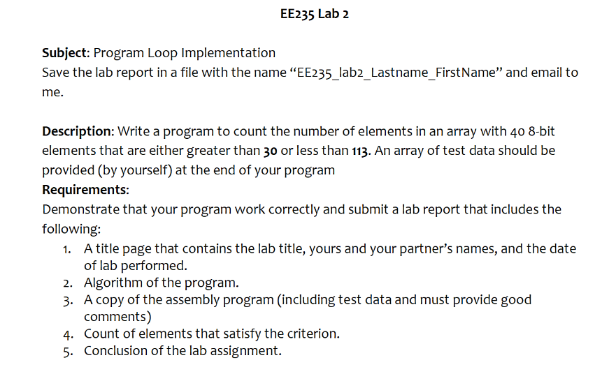 Solved Subject: Program Loop Implementation Save the lab | Chegg.com