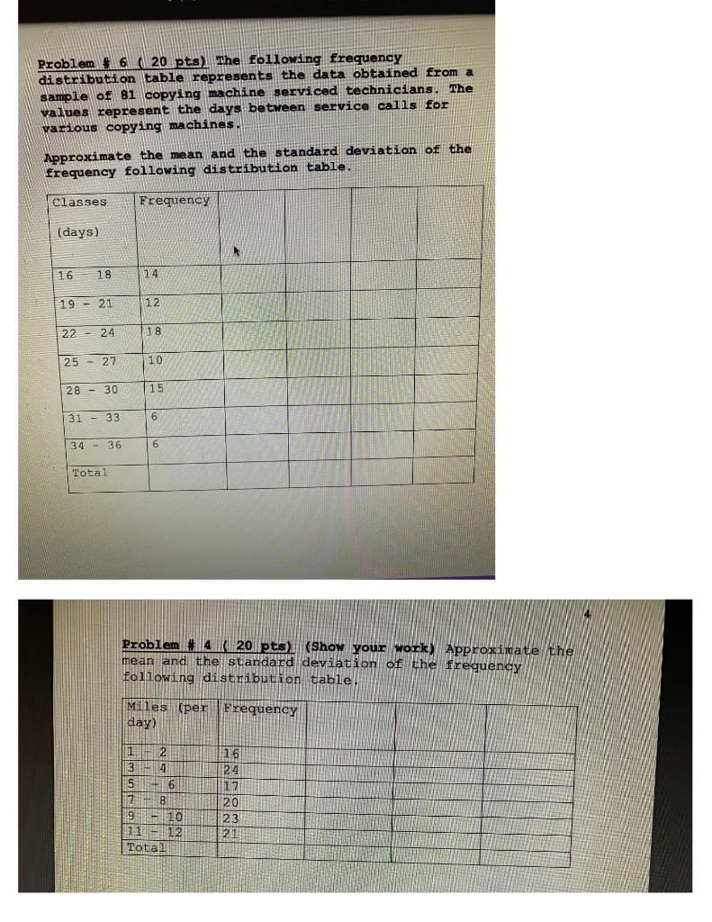 Solved Problem \& 6 ( 20 pts) The following frequency | Chegg.com