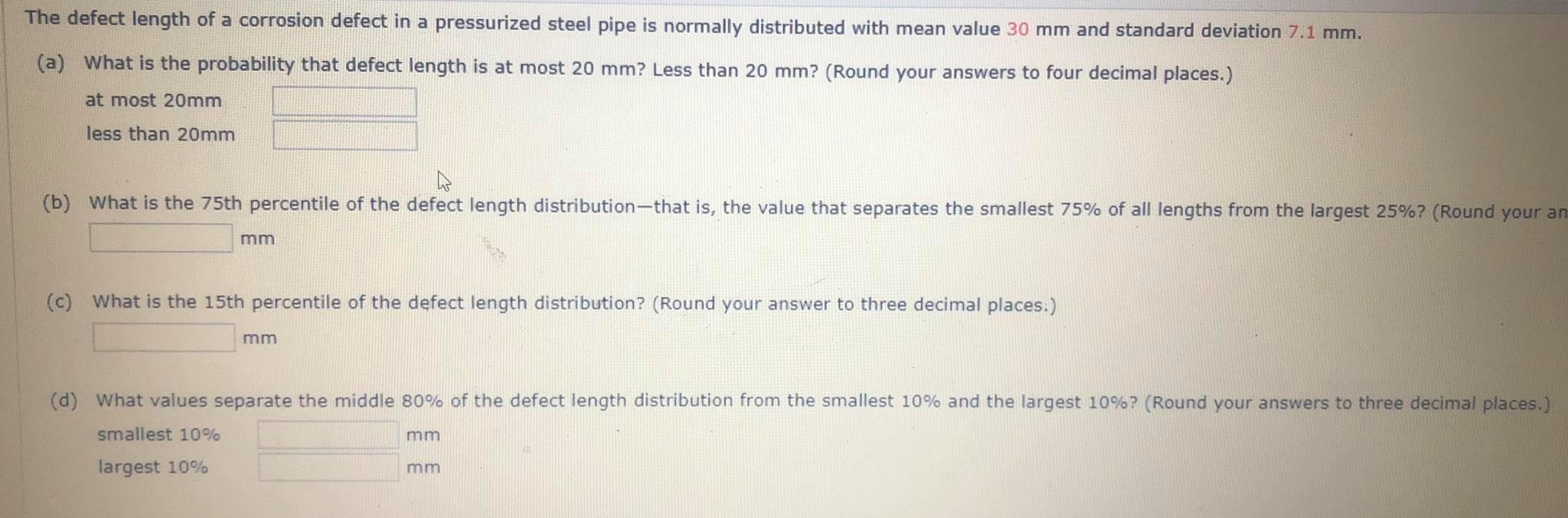 Solved The defect length of a corrosion defect in a | Chegg.com