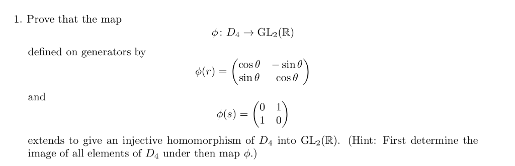 Solved 1. Prove that the map defined on generators by - Sin | Chegg.com