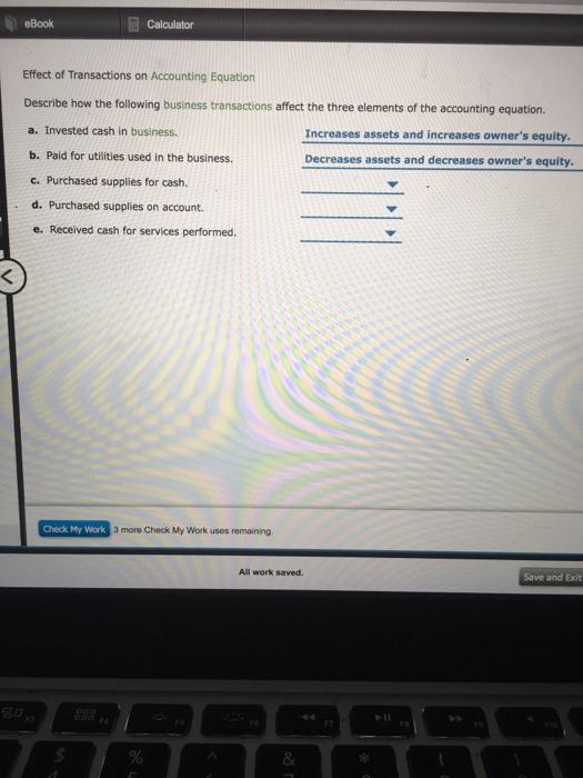 Solved Effect of Transactions on Accounting Equation | Chegg.com Solved Effect of Transactions on Accounting Equation | Chegg.com
