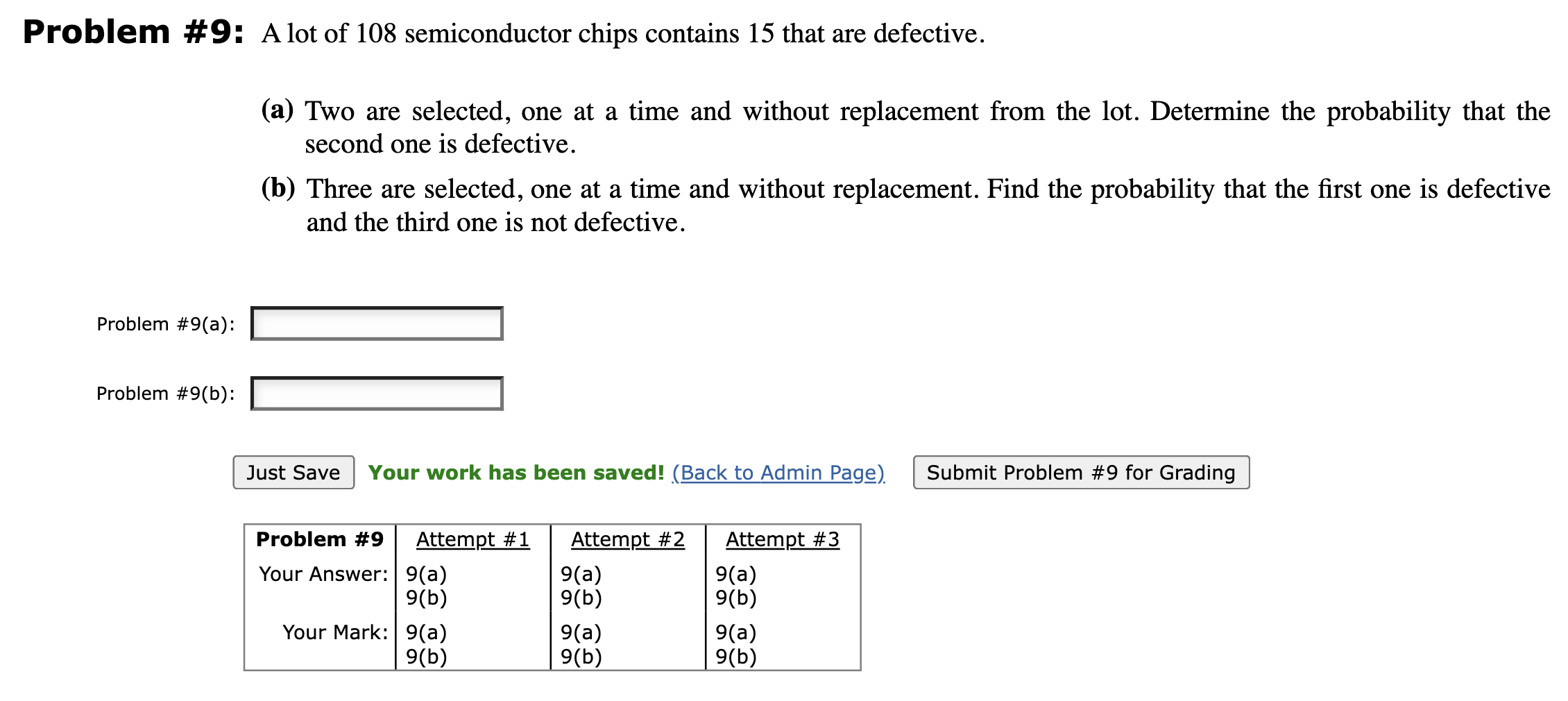 Solved Problem #9: A lot of 108 ﻿semiconductor chips | Chegg.com
