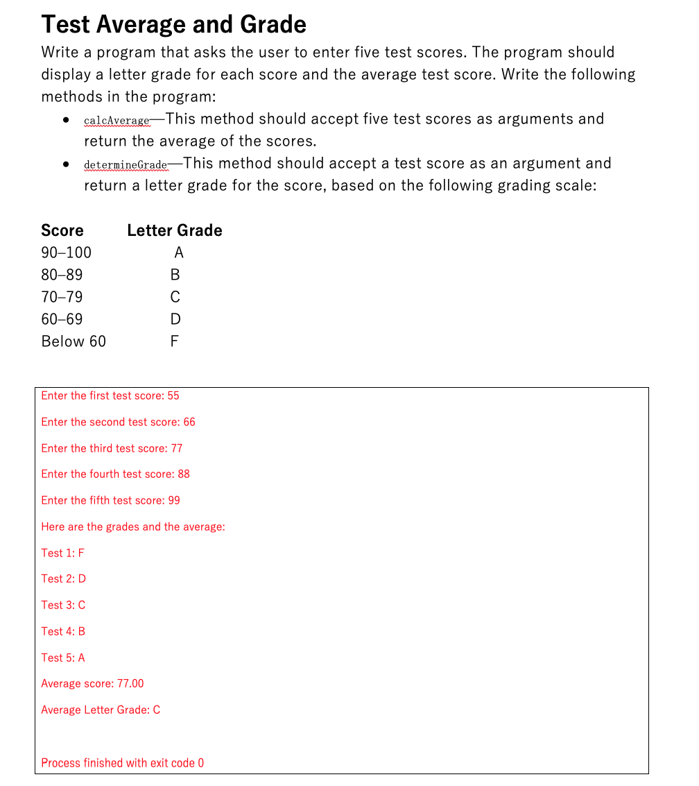 Write a program in Java.Test Average and GradeWrite a | Chegg.com