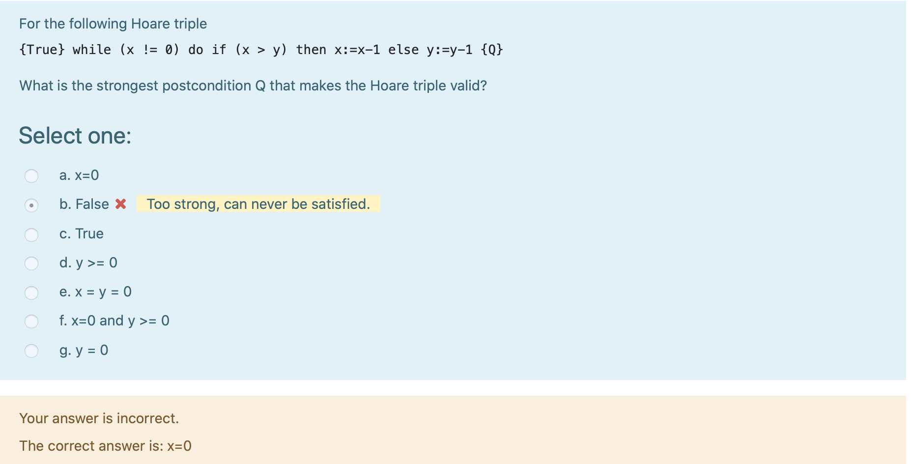Solved This is a Hoare triple problem Why the answer isn't | Chegg.com