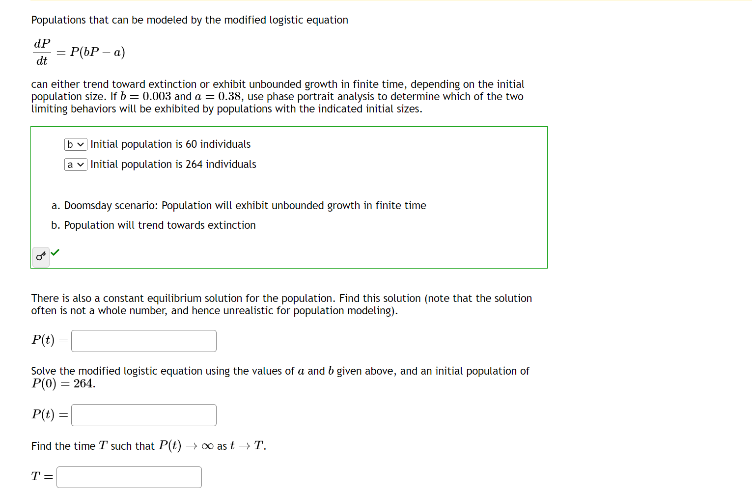 Solved Populations That Can Be Modeled By The Modified