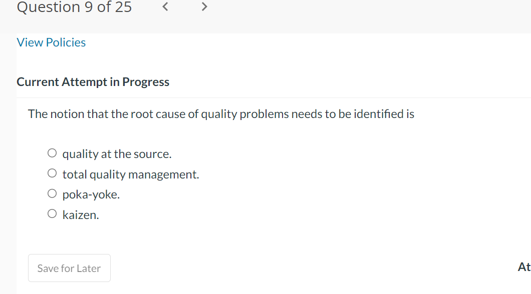 Solved The notion that the root cause of quality problems | Chegg.com