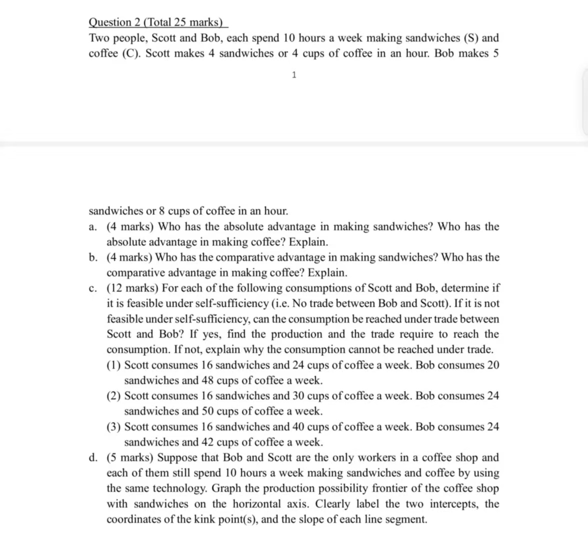 Solved Question 2 (Total 25 ﻿marks) ﻿Two people, Scott and | Chegg.com