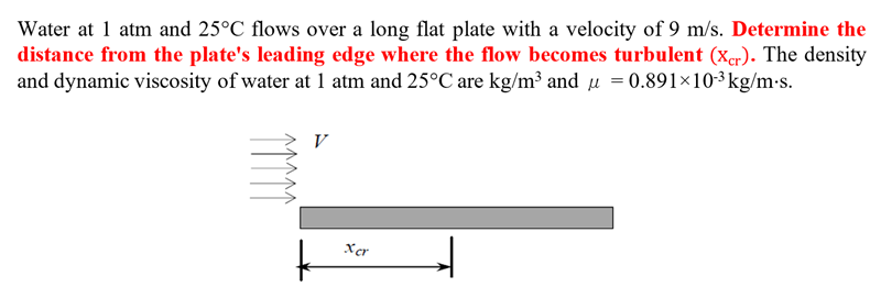 Water at 1 atm and 25∘C flows over a long flat plate | Chegg.com