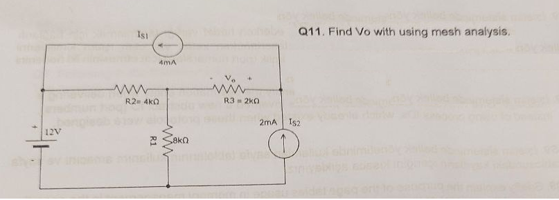 Solved 11 Find Vo With Using Mesh Analysis 4081