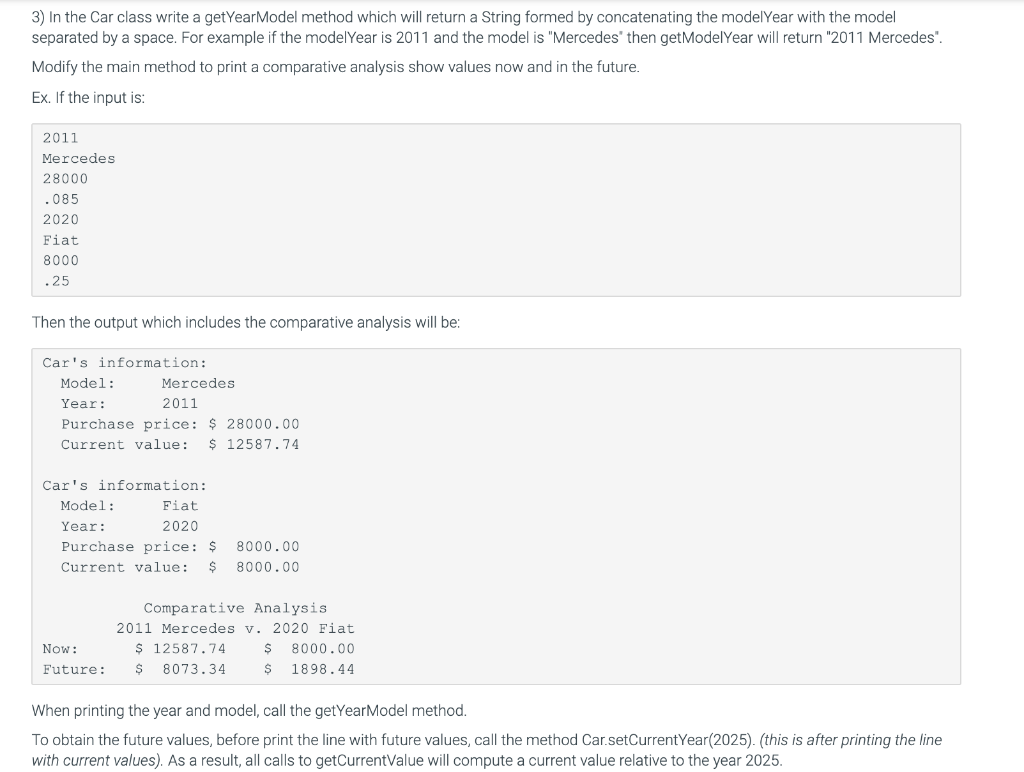 Solved 11.18 LAB: Car value (classes) - Java Version 1) | Chegg.com