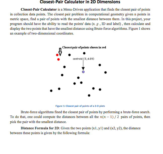 Closest-Pair Calculator in 2D Dimensions Closest-Pair | Chegg.com