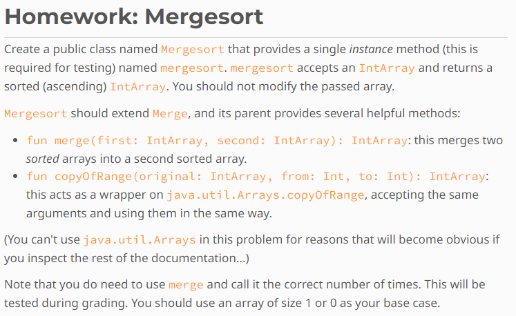 Solved Create A Public Class Named Mergesort That Provides A 