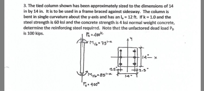 Solved 3. The tied column shown has been approximately sized | Chegg.com