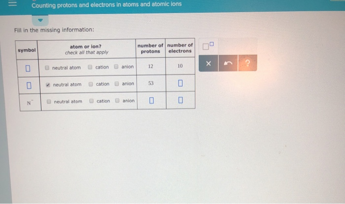 Solved counting protons and electrons in atoms and atomic | Chegg.com