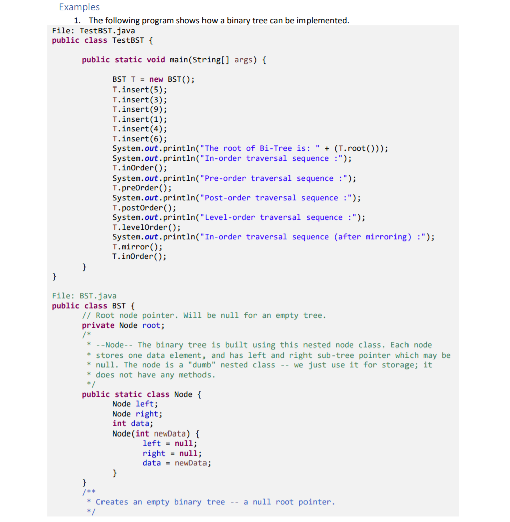 Solved Examples 1. The following program shows how a binary | Chegg.com