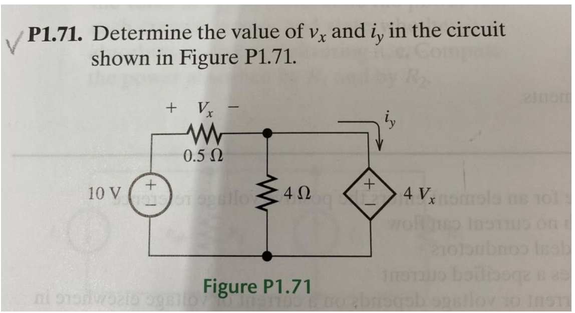 Solved P1.71. Determine the value of v; and iy in the | Chegg.com
