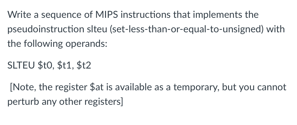 Solved Write a sequence of MIPS instructions that implements | Chegg.com