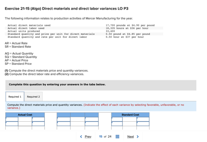 Solved Exercise 21-15 (Algo) Direct materials and direct | Chegg.com