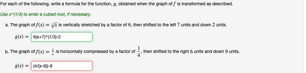 Solved For each of the following, write a formula for the | Chegg.com