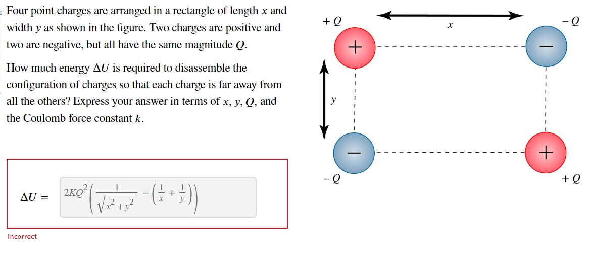 Solved Four point charges are arranged in a rectangle of | Chegg.com