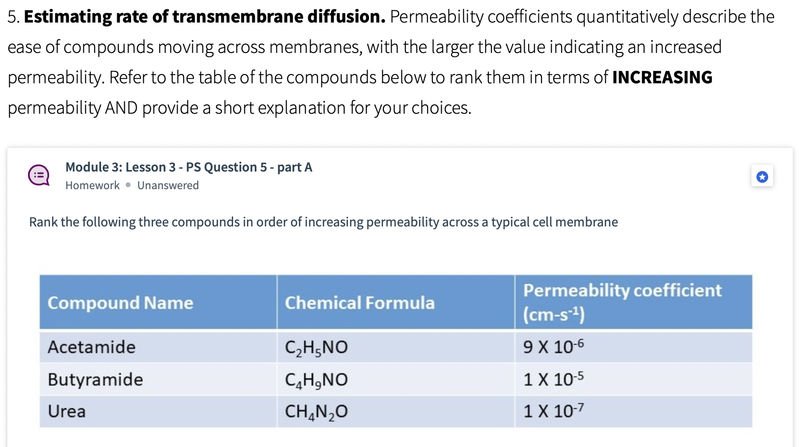 Solved 5. Estimating rate of transmembrane diffusion. | Chegg.com