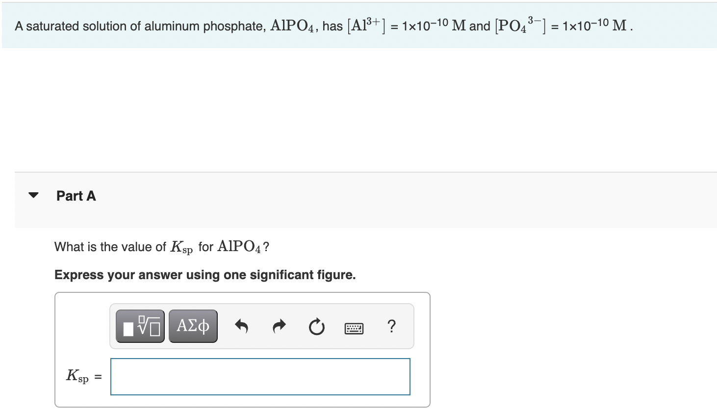 Solved A saturated solution of aluminum phosphate, AlPO4, | Chegg.com