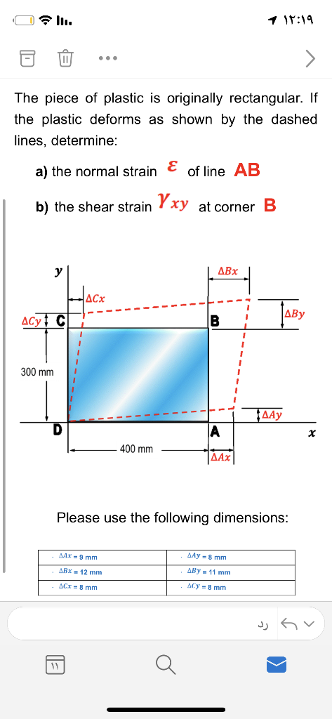 Solved The piece of plastic is originally rectangular. If | Chegg.com
