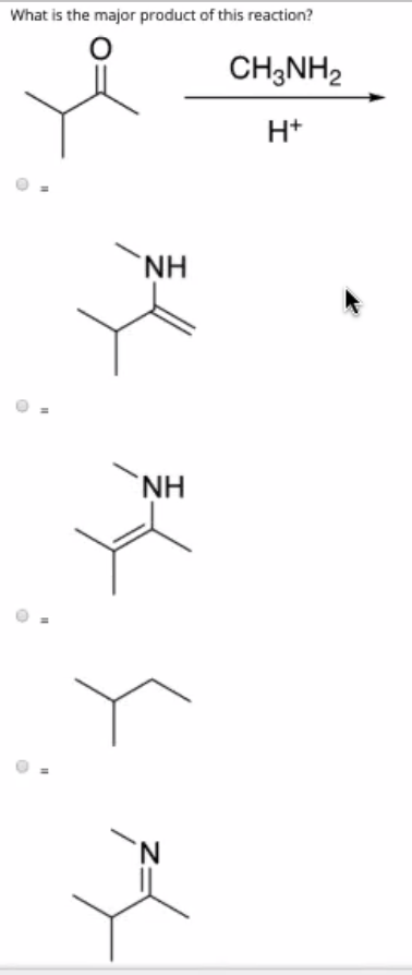 Solved What is the major product of this reaction? CH3NH2 H+ | Chegg.com