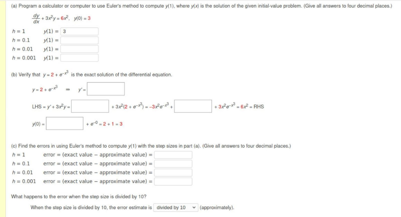 Solved (a) Program a calculator or computer to use Euler's | Chegg.com