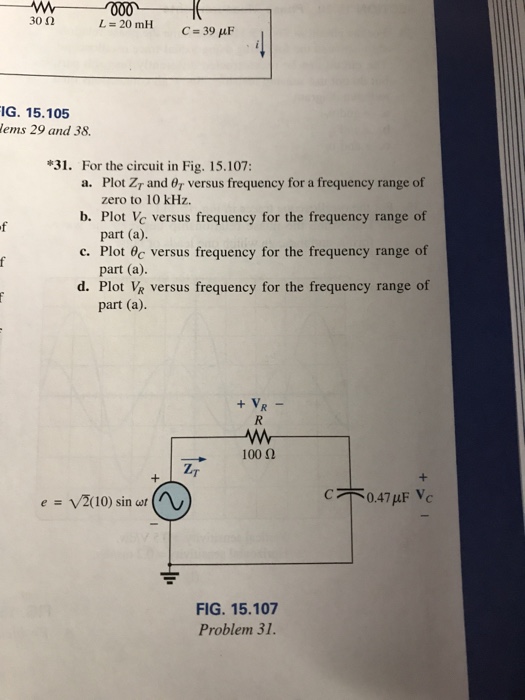 Solved IG. 15.105 lems 29 and 38. 31. For the circuit in | Chegg.com
