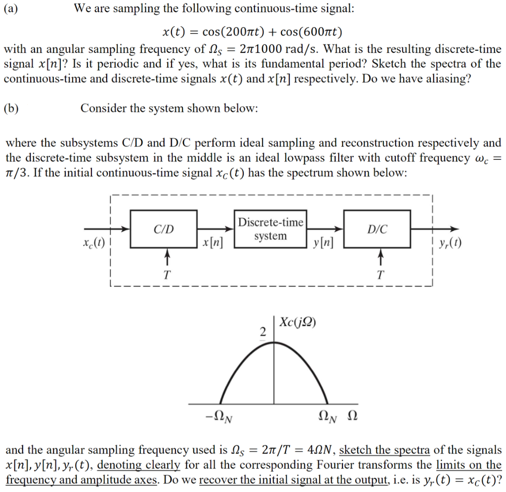 (a) We are sampling the following continuous-time | Chegg.com