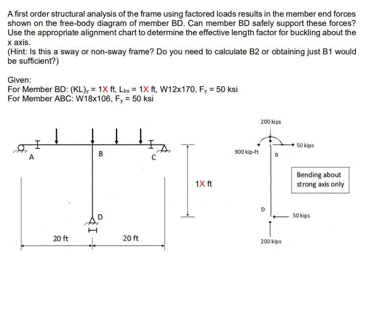 A first order structural analysis of the frame using | Chegg.com