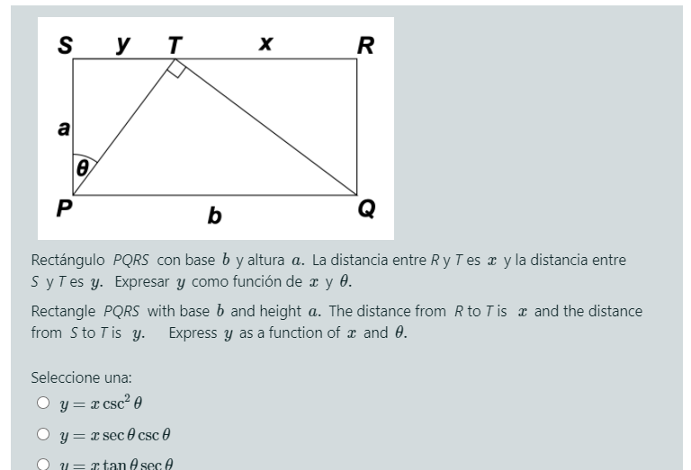 Solved ѕ у т х R a a P b Rectángulo PQRS con base b y altura | Chegg.com