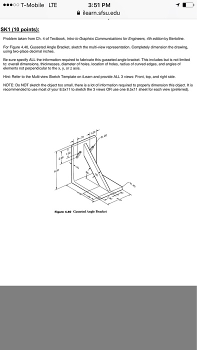 For Figure 4.40, Gusseted Angle Bracket, sketch the | Chegg.com